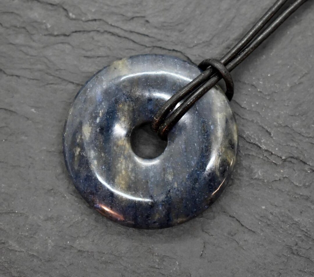 Genuine DUMORTIERITE Gemstone Donut Pendant natural Ø 40 Mm With Ribbon original Photo D14 - Etsy