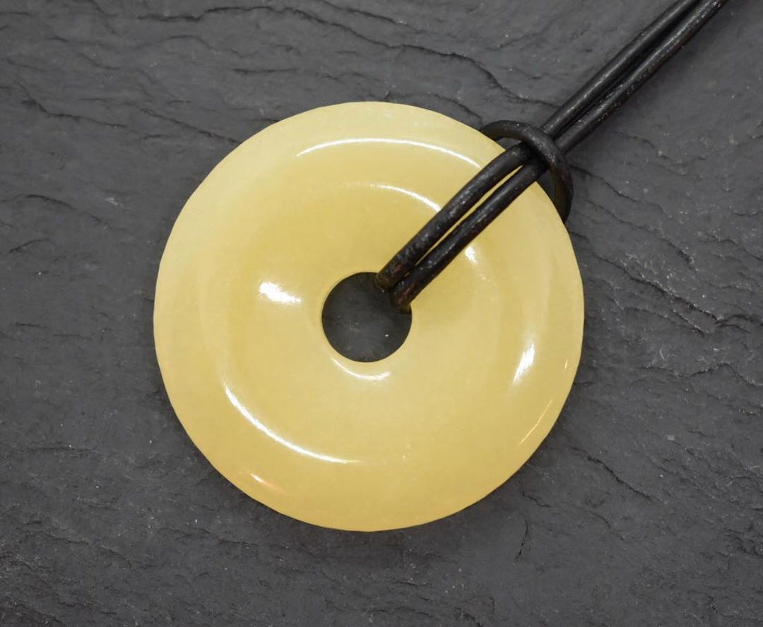 Genuine ORANGE CALCITE Gemstone Donut Pendant natural Ø 40 Mm With ...