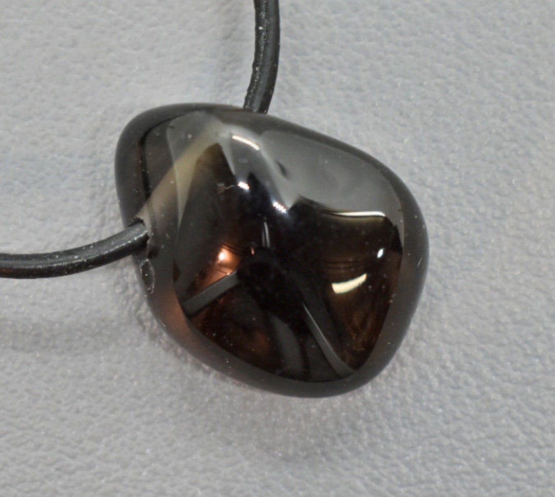 APACHE TEAR SMOKE OBSIDIAN Freeform Gemstone Pendant, Drilled, With ...