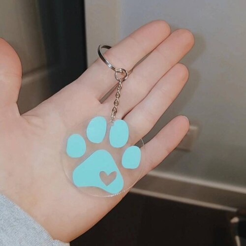 Leather Paw Print Keychain - Etsy