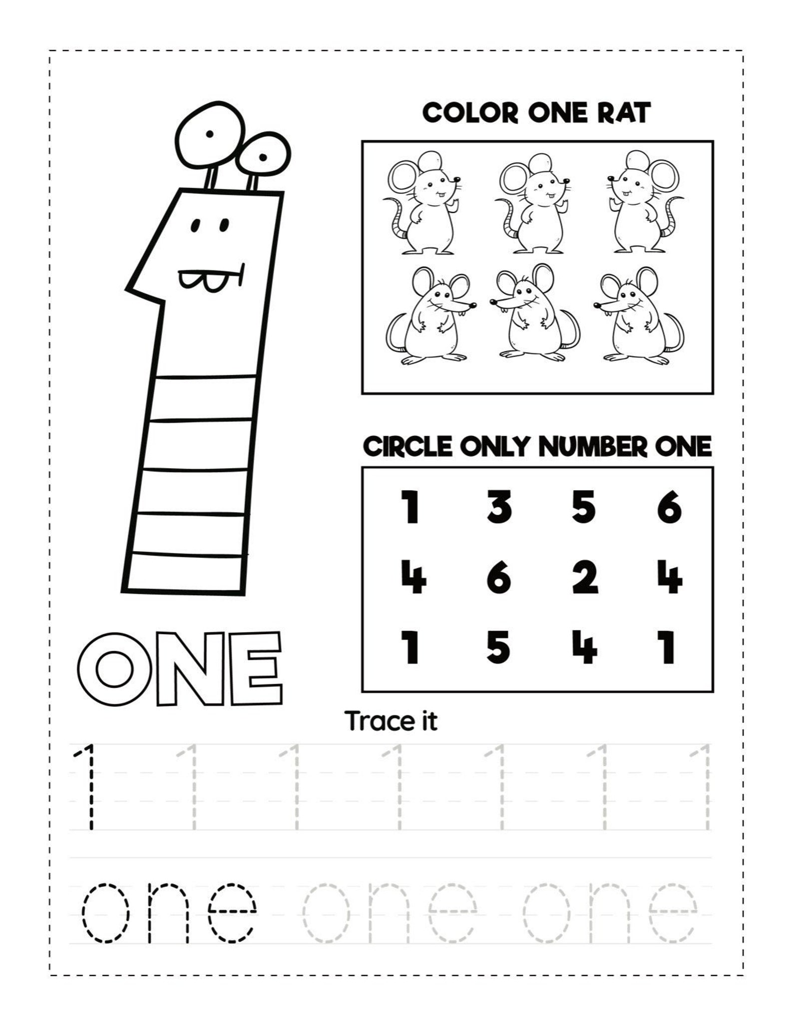 Number 1 Worksheet For Kids number-1-worksheet-for-kids