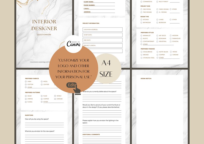 Interior Design Client Questionnaire, Client Onboarding Questionnaire ...