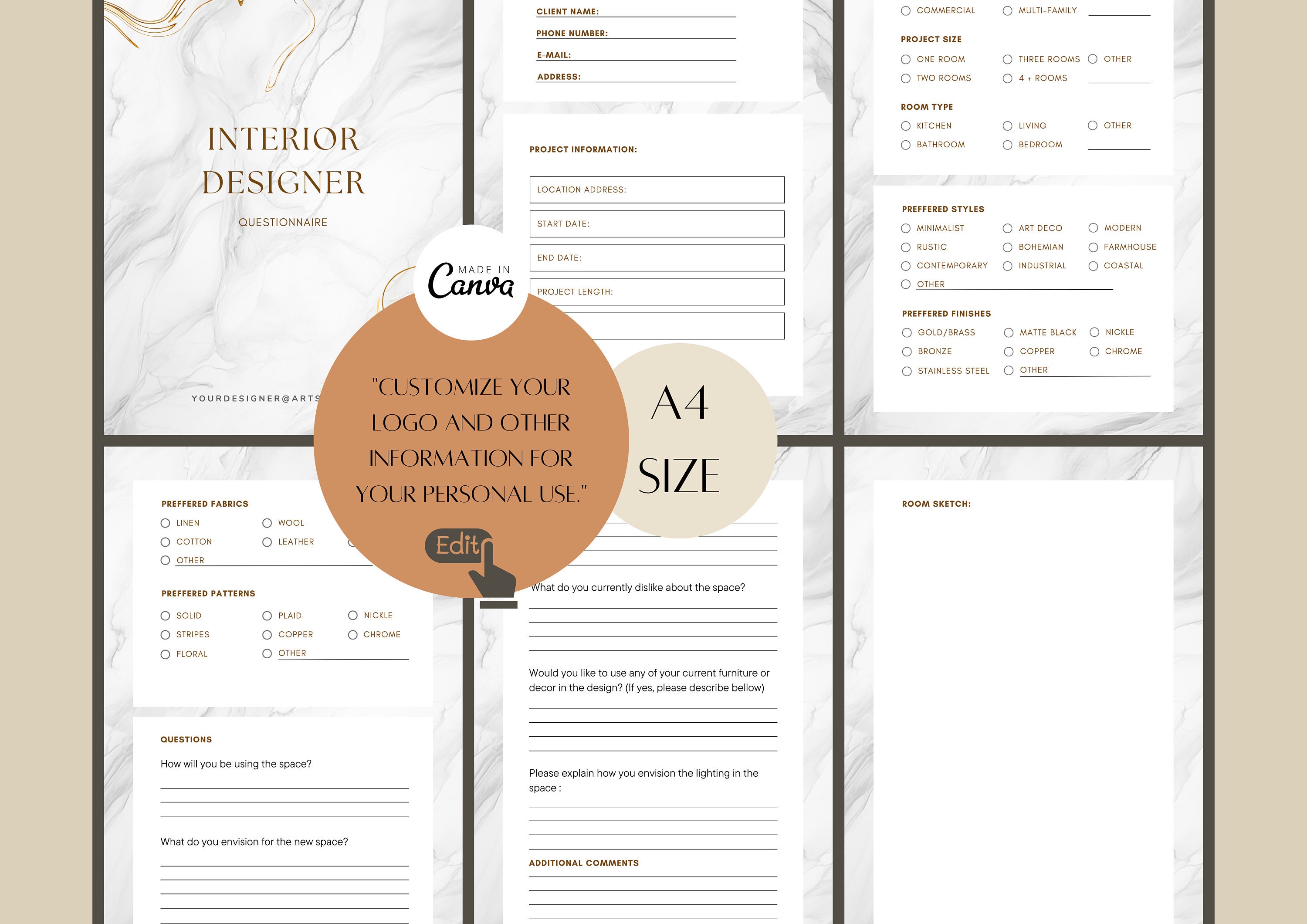 Interior Design Client Questionnaire, Client Onboarding Questionnaire ...
