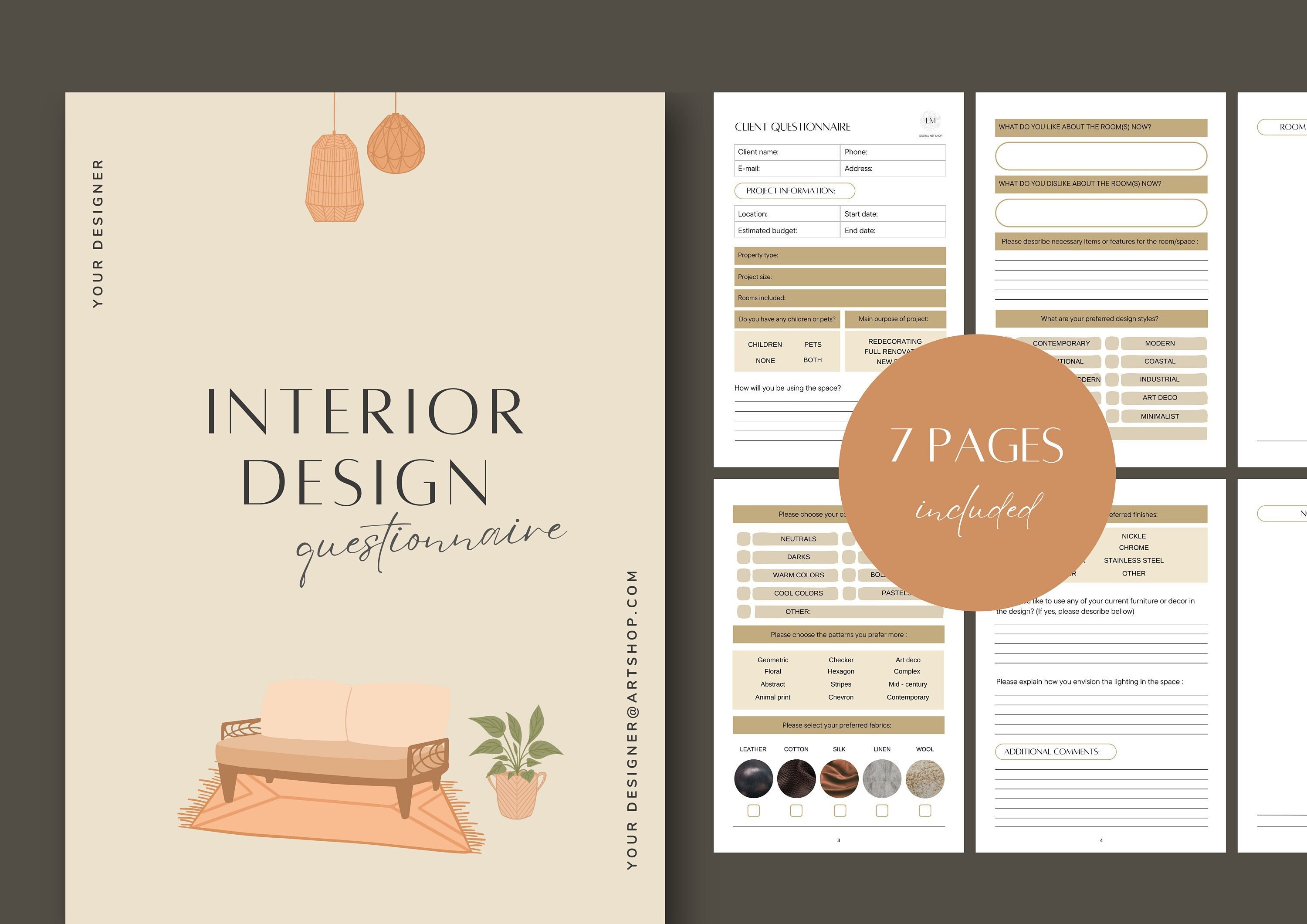 Interior Design Client Questionnaire, Client Onboarding Questionnaire ...