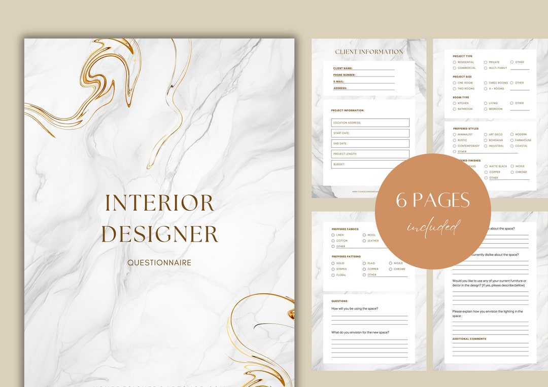 Interior Design Client Questionnaire, Client Onboarding Questionnaire ...