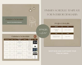 Interior Design Finishes Schedule 117-page Editable Canva Template for ...