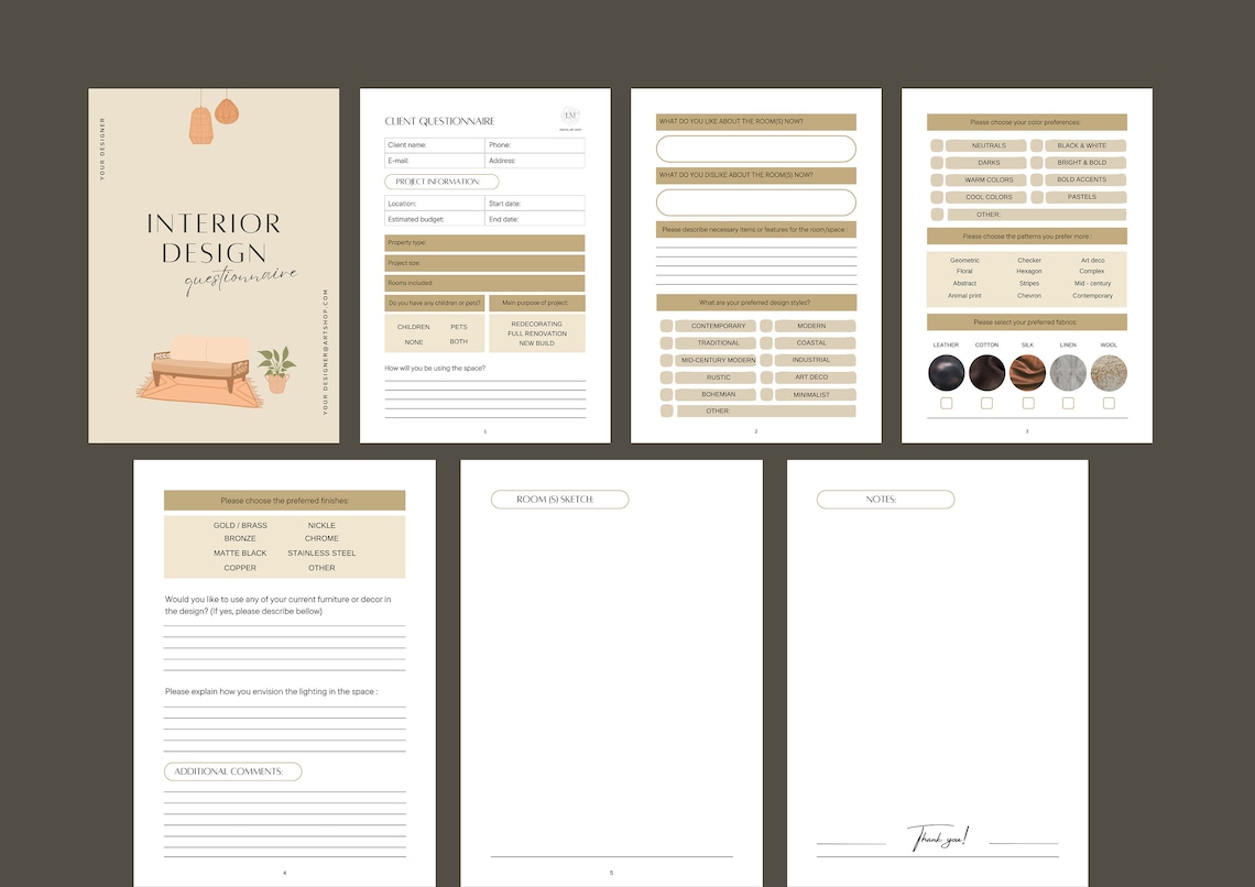 Interior Design Client Questionnaire, Client Onboarding Questionnaire ...