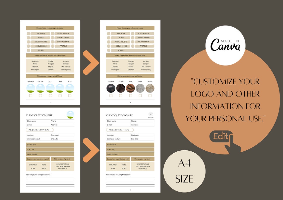 Interior Design Client Questionnaire, Client Onboarding Questionnaire ...