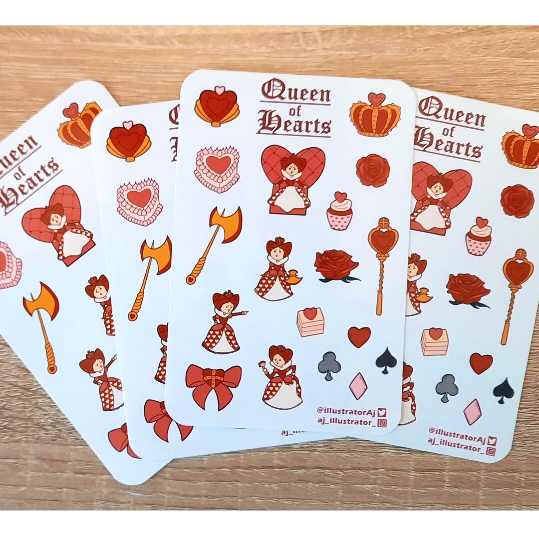 Queen of Hearts Sticker Sheet - Etsy