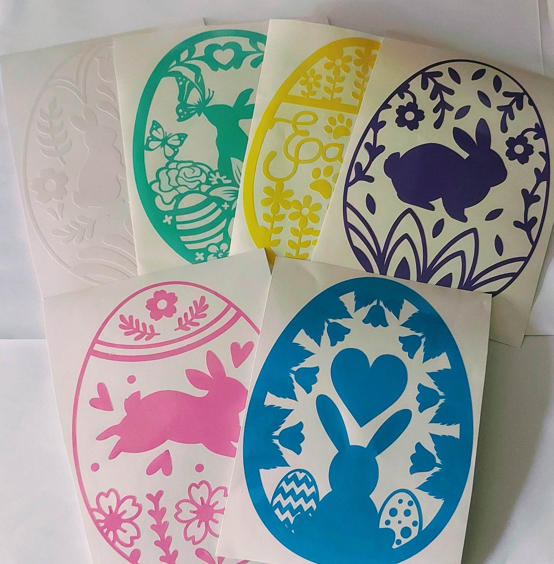 Easter Bunny Vinyl Decal Sticker Transfer for Wine Bottle Garden Party ...