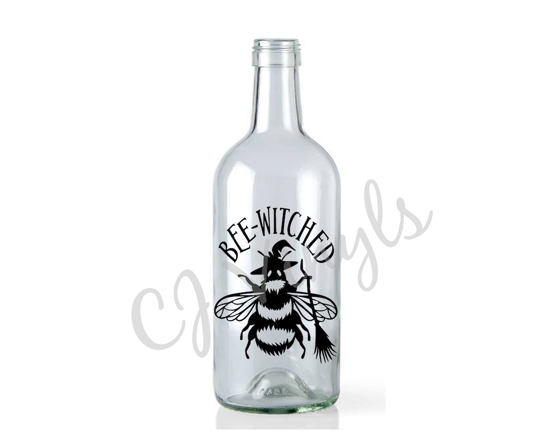 Bee Witched Wine Bottle Vinyl Decal Sticker Transfer for Home Light Jar DIY Crafting Gift Frame ...