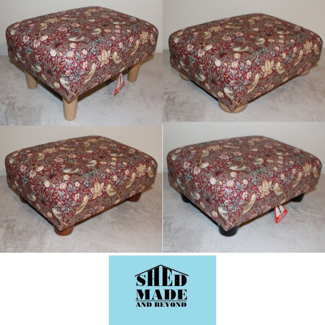 William Morris Strawberry Thief Red Fabric, Handmade Footstools. - Etsy UK