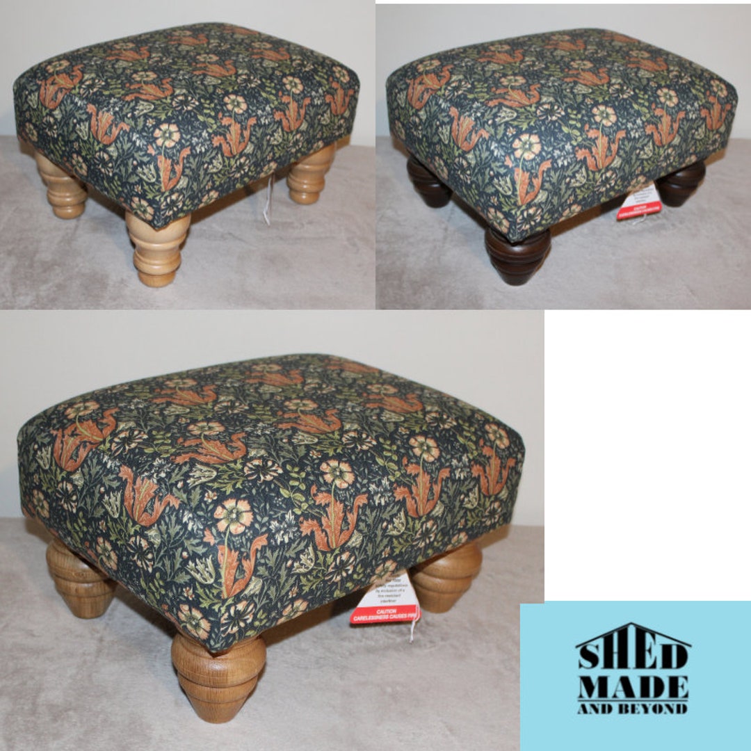 William Morris Compton Fabric, Handmade Turned Leg Footstools. - Etsy UK