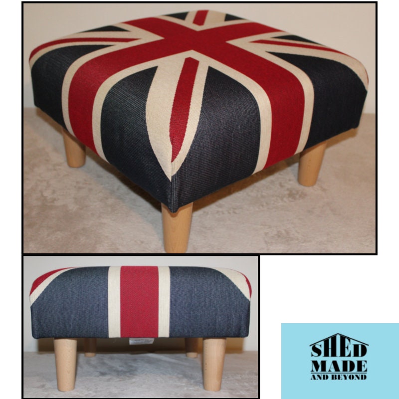 Large Handmade Footstools Woven Union Jack Fabric. - Etsy UK