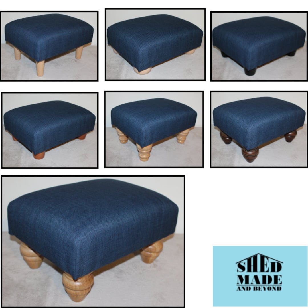 Handmade Footstools Soft Linen Look Fabric midnight Blue. - Etsy