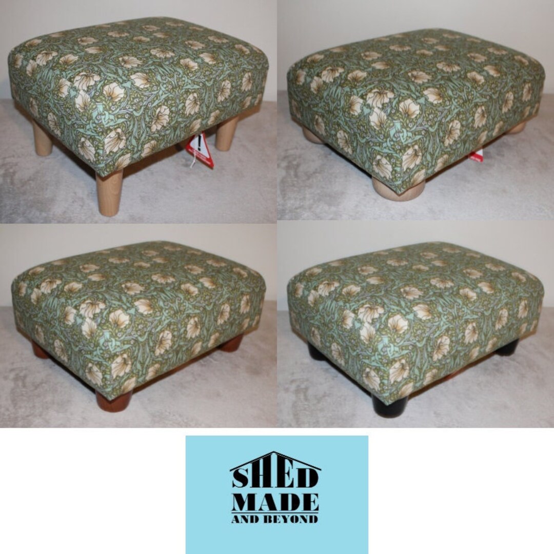 William Morris Pimpernel Green Fabric, Handmade Footstools. - Etsy UK