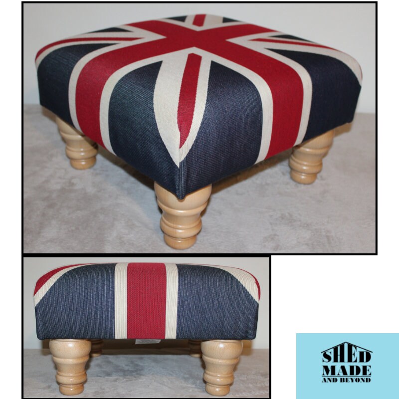Large Handmade Footstools Woven Union Jack Fabric. - Etsy UK