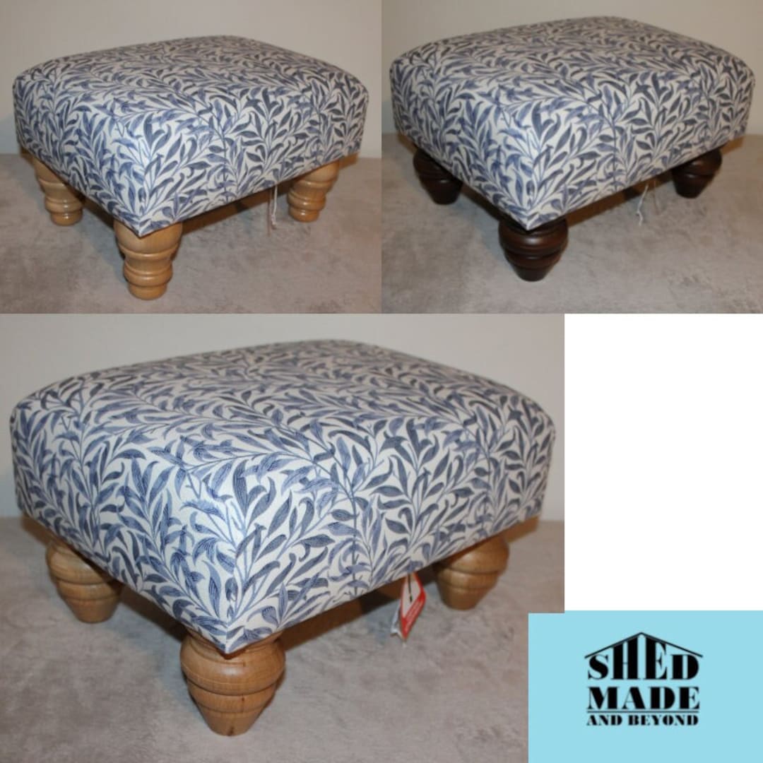 William Morris Willow Bough Blue Fabric, Handmade Turned Leg Footstools. - Etsy UK