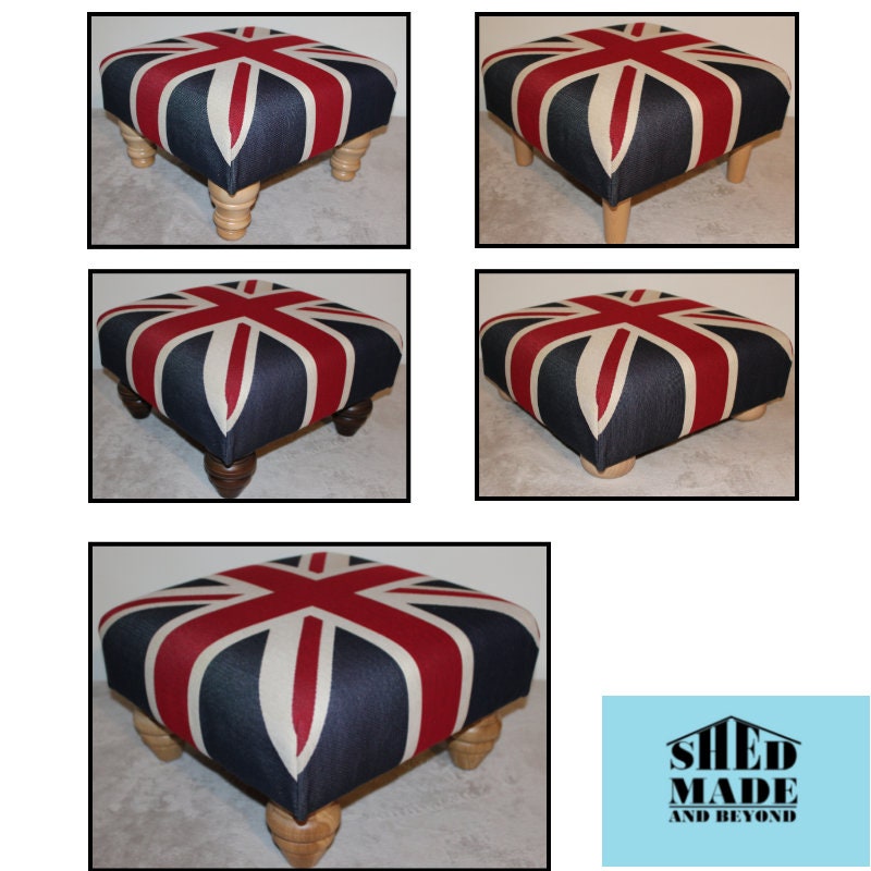 Large Handmade Footstools Woven Union Jack Fabric. - Etsy UK