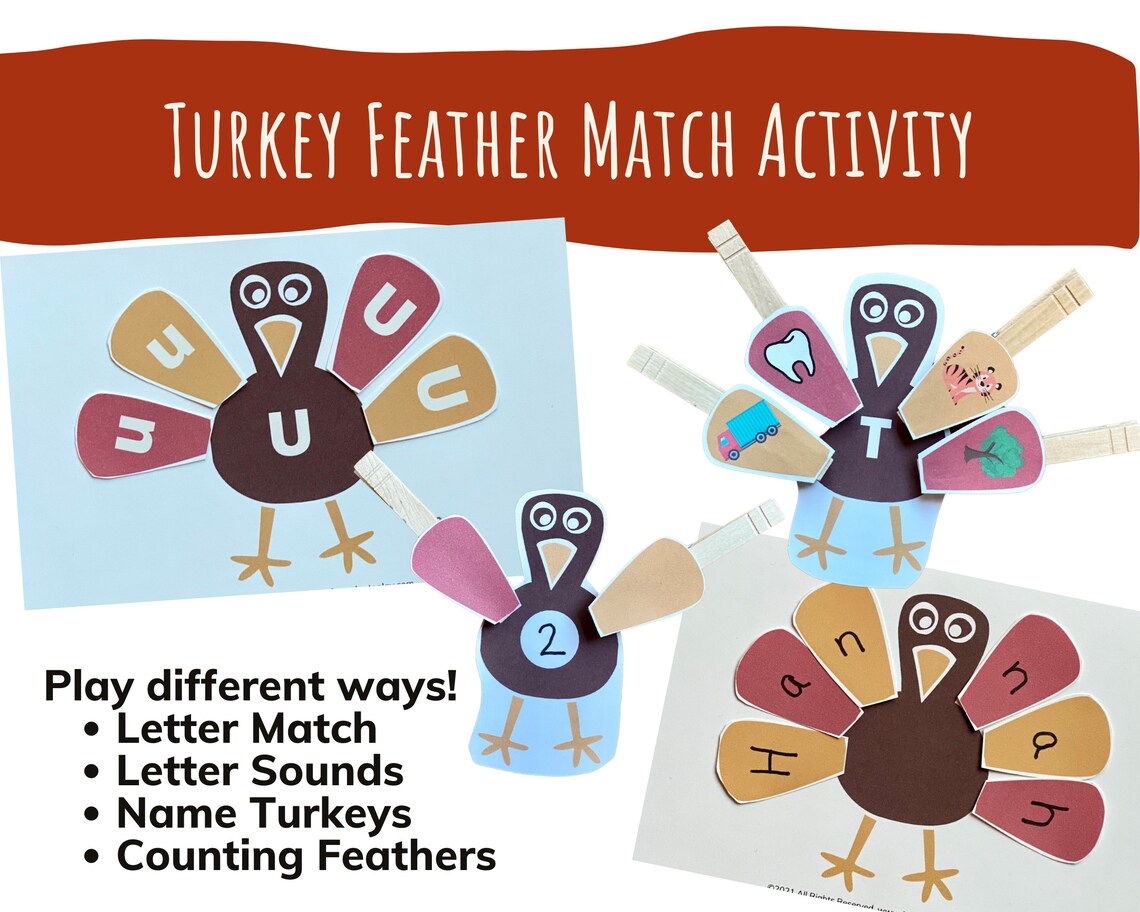 Turkey Activity, Preschool Thanksgiving Activity, Learn Letters, Letter ...