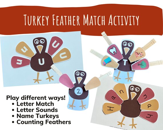 Turkey Activity Preschool Thanksgiving Activity Learn | Etsy
