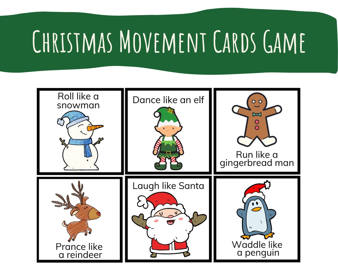 Christmas Movement Cards, Christmas Movement Game for Kids, Pocket Cube ...