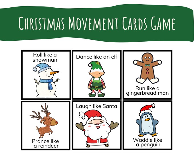 Christmas Movement Cards, Printable Action Flashcards for Kids ...