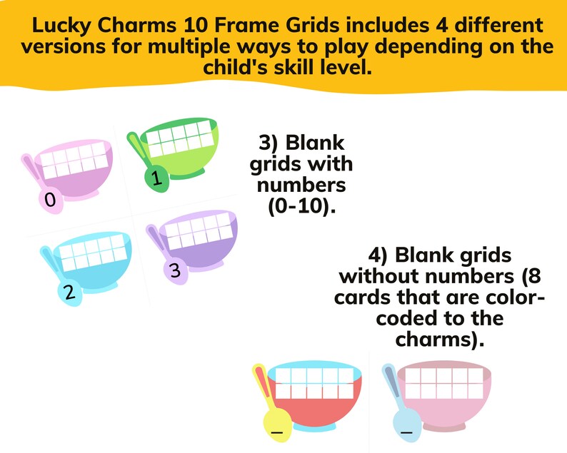 10 Frame Counting Cards Printable, 10 Frame Montessori Cards, Lucky ...