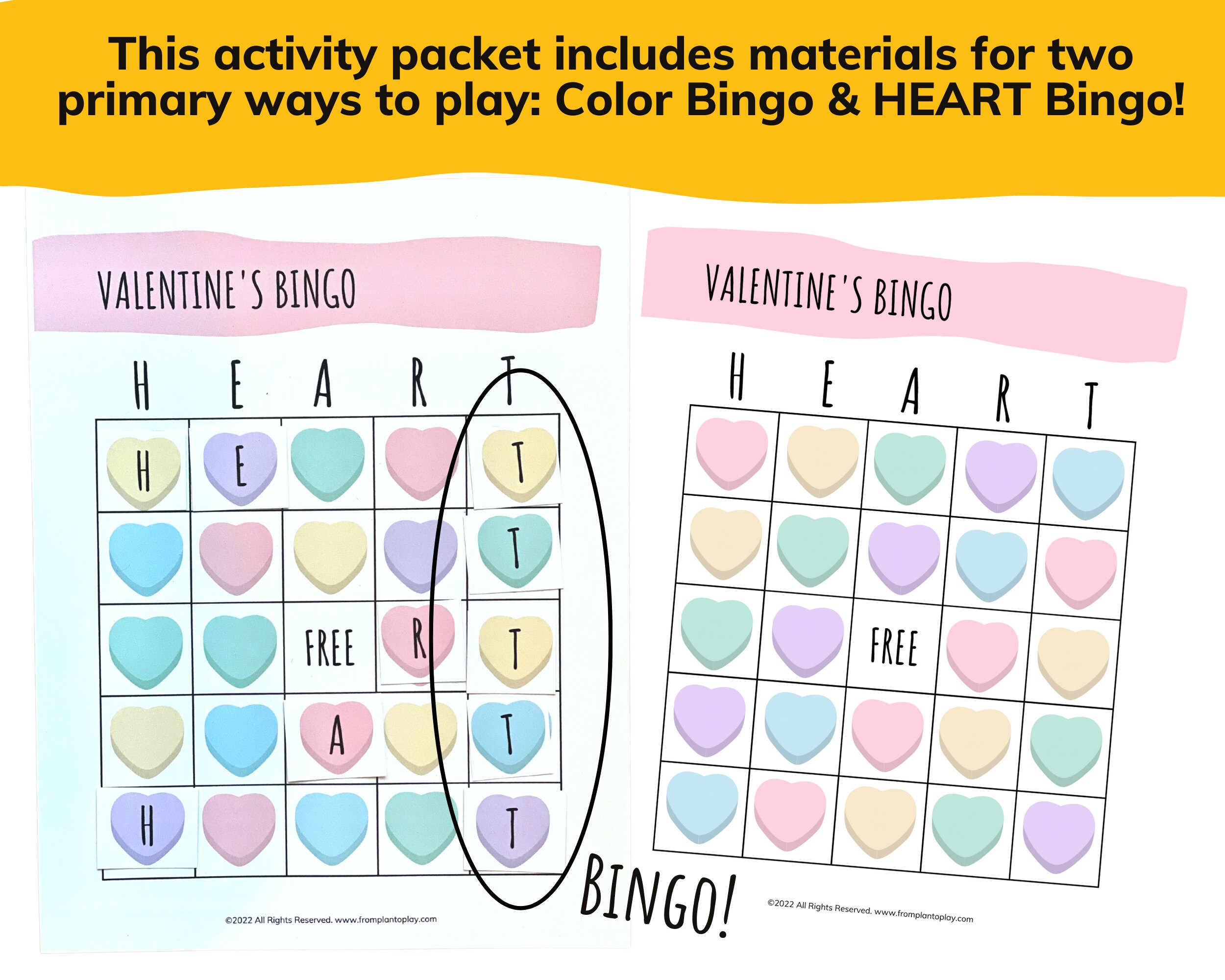 Valentine Bingo Cards, Candy Hearts Color Bingo Game, Valentine's Day ...