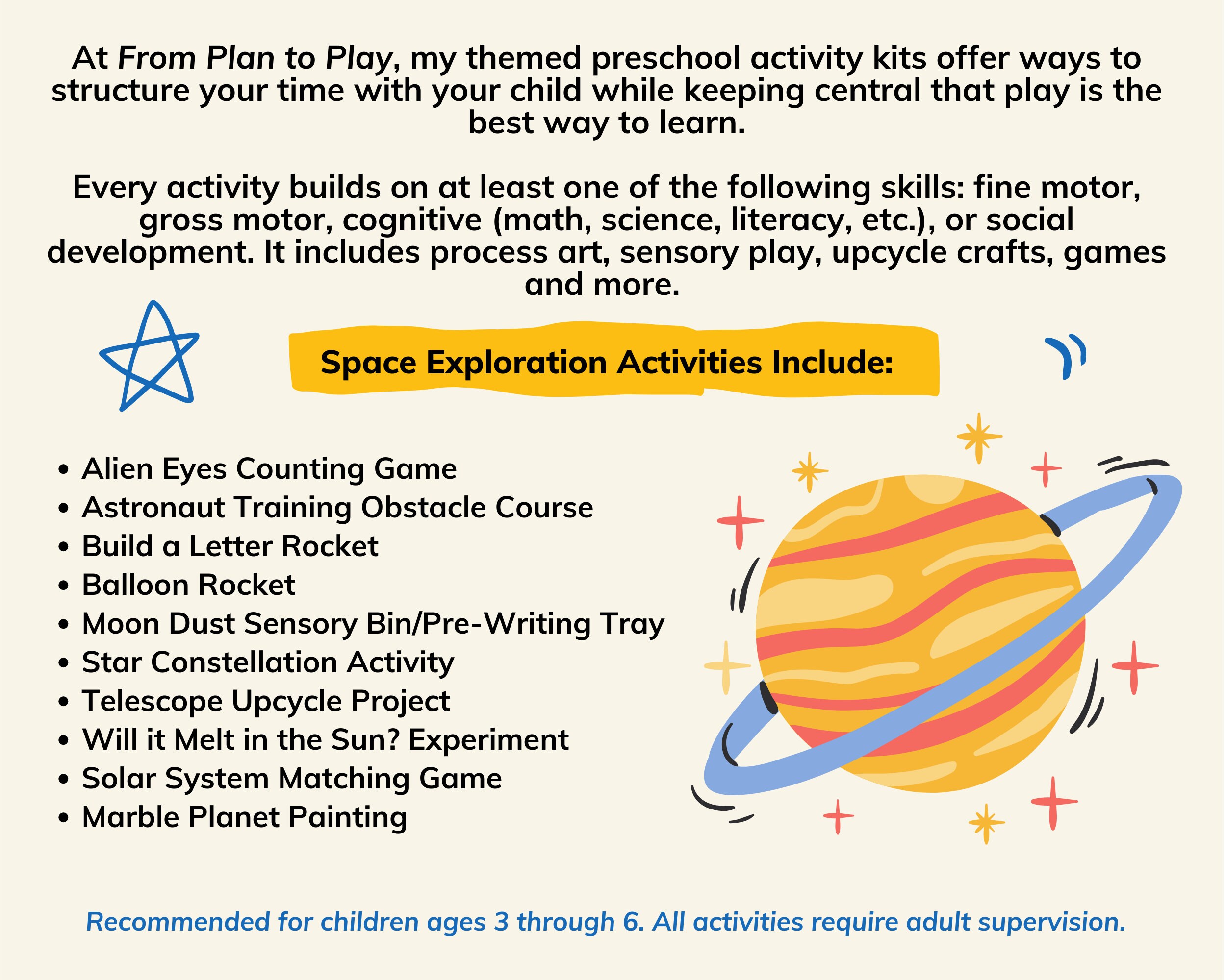 Preschool Activity Kit, Space Theme, Preschool Curriculum, Kids ...