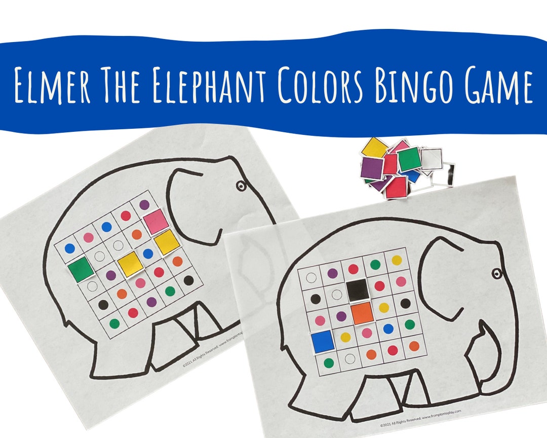 Elmer Color Bingo Game for Kids, Elmer Elephant Book Activity, Pre-k ...