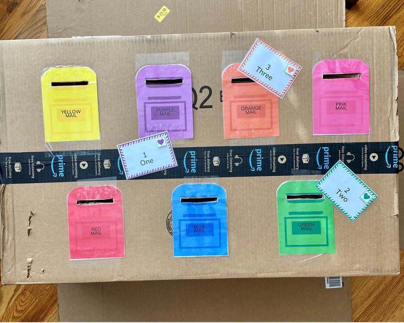 Numbers and Colors Envelopes and Mailboxes, Preschool Activity, Learn ...