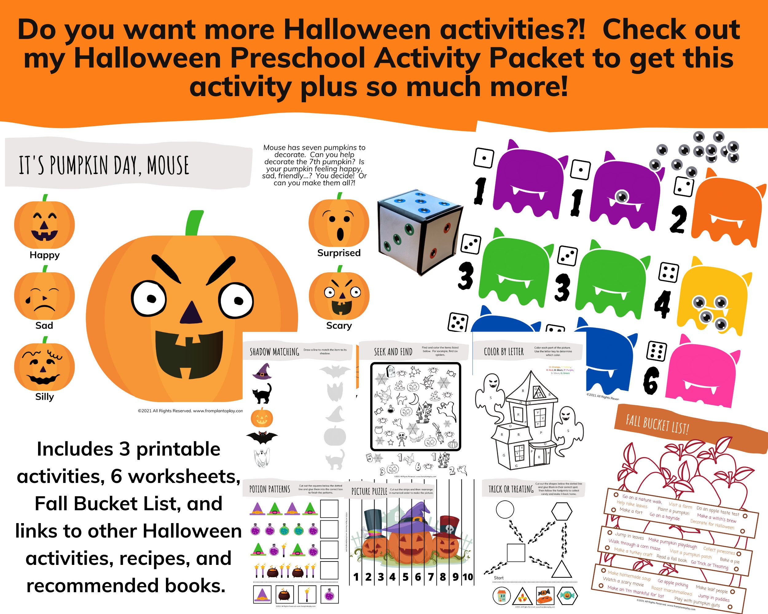 Rhyming and Letter Sounds Preschool Activity, Halloween Activity for ...