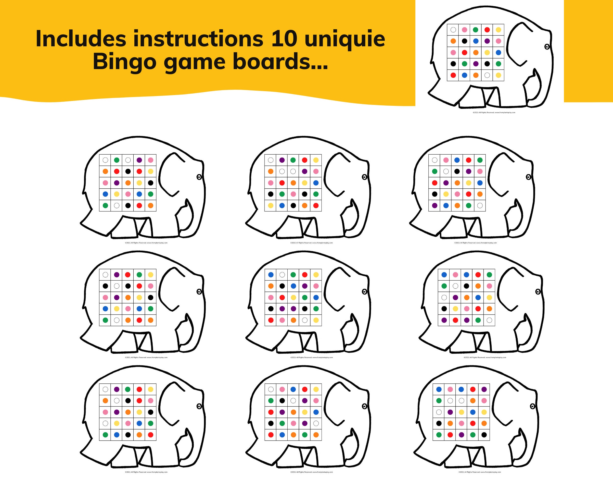 Elmer Color Bingo Game for Kids, Elmer Elephant Book Activity, Pre-k ...