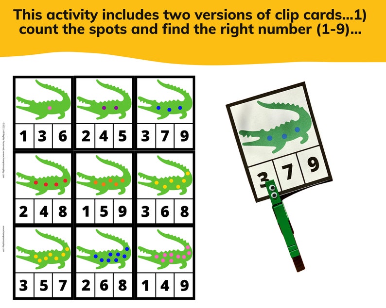 Count and Clip Cards, Numbers 1-9, Montessori Math, Preschool Counting ...