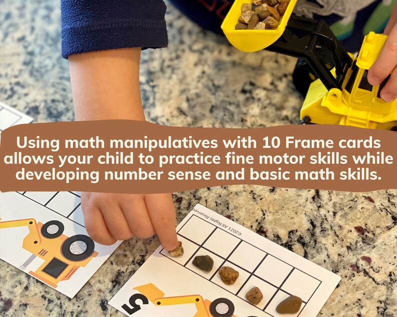 10 Frame Counting Cards Printable, Numbers 1-10 Matching, Construction ...