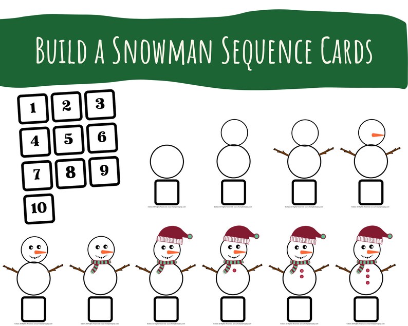 Snowman Sequence Cards, Preschool Christmas Activity, Christmas ...