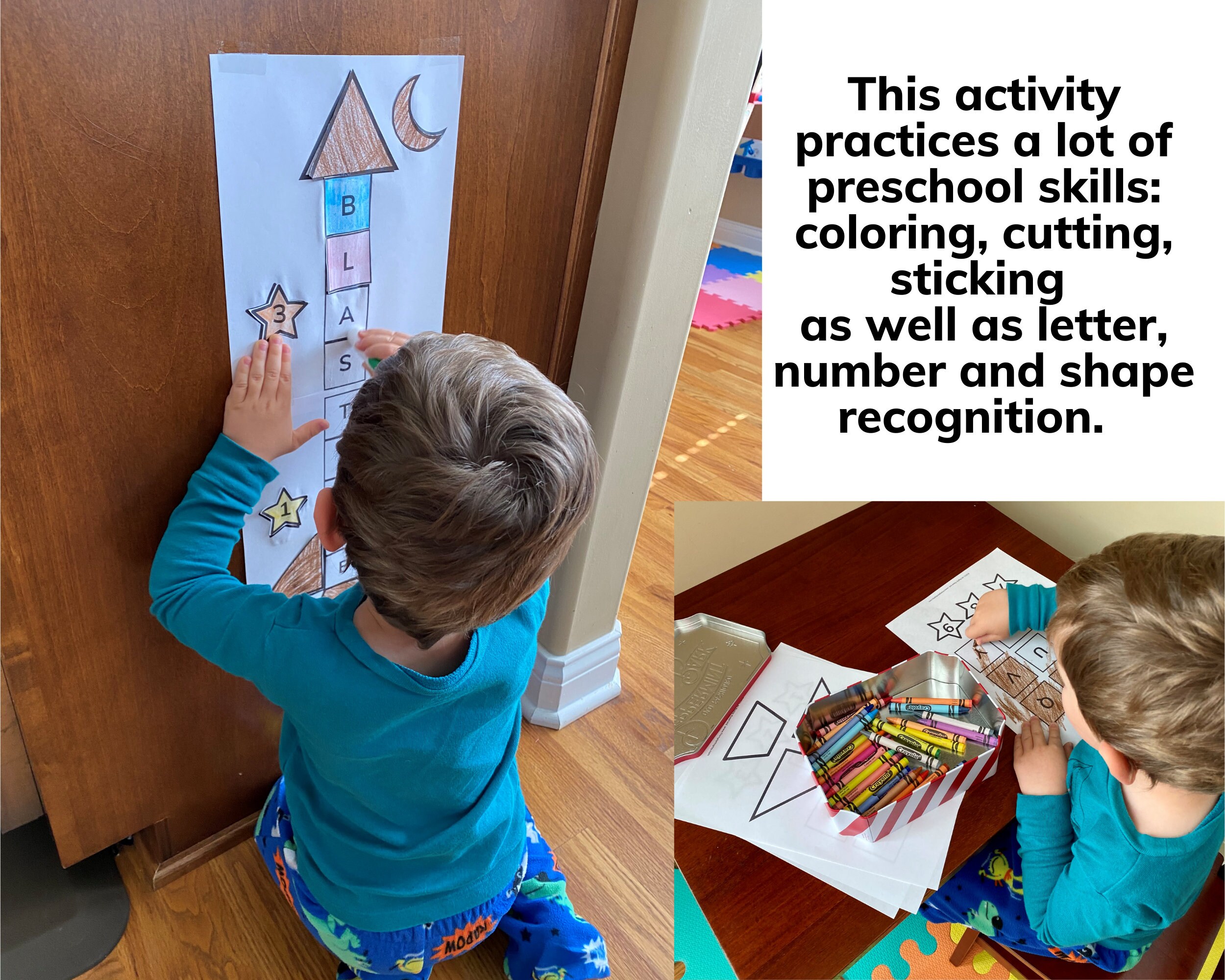 Build a Letter Rocket Preschool Activity, Shapes Activity, Learn ...
