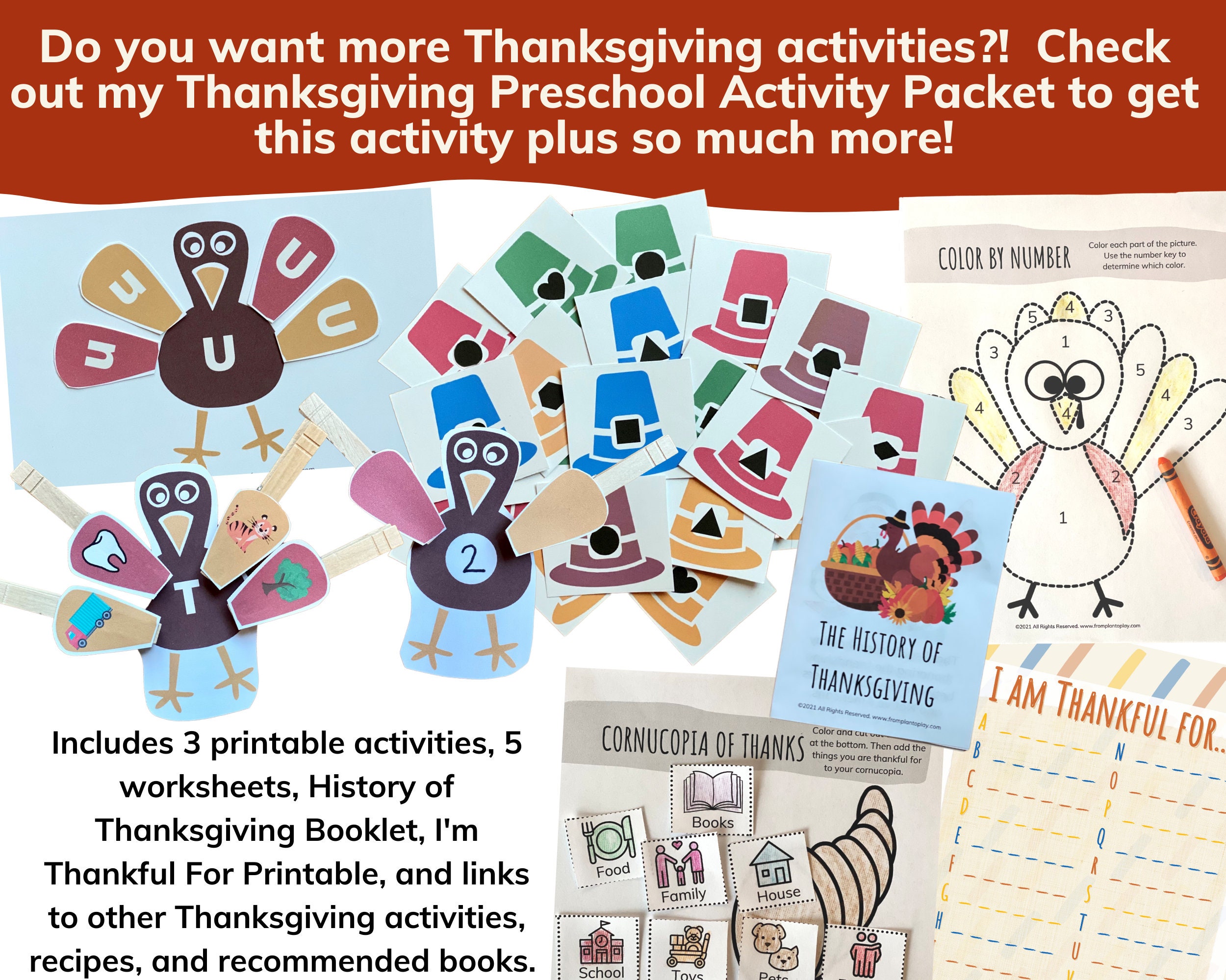 Thanksgiving Count and Clip Cards, Montessori Math, Preschool Counting ...