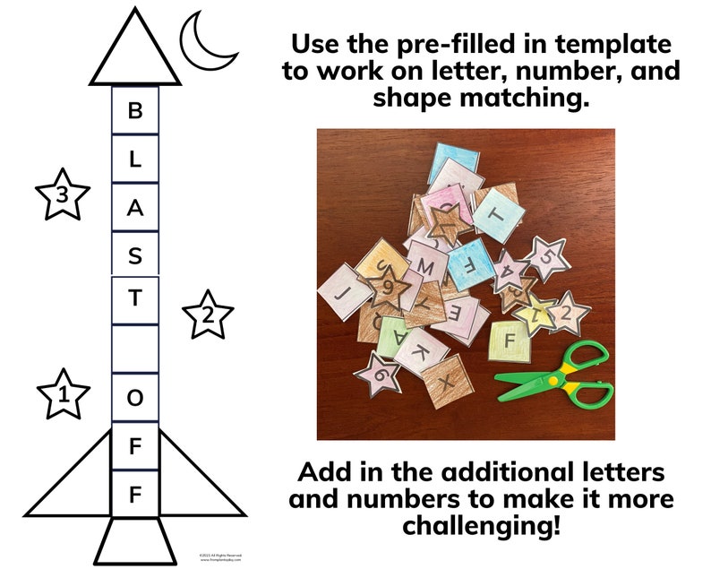 Build a Letter Rocket Preschool Activity, Shapes Activity, Learn ...