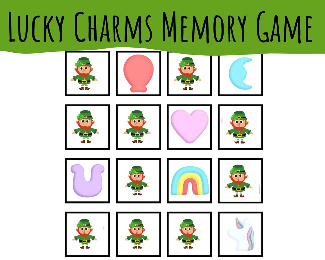 Lucky Charms Memory Game, St. Patrick's Day Activities, Preschool Games ...