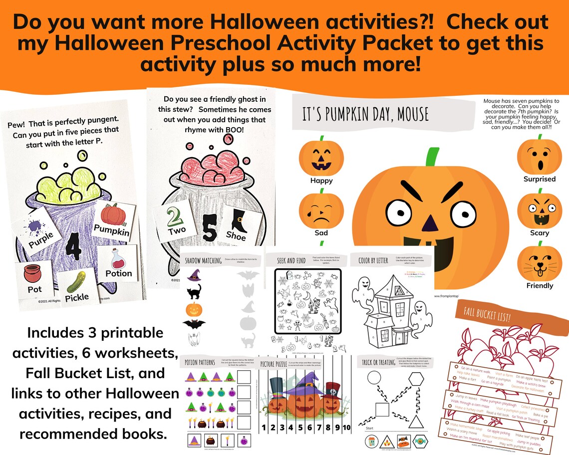 Counting Game for Preschool, Halloween Preschool Activity, Learn ...