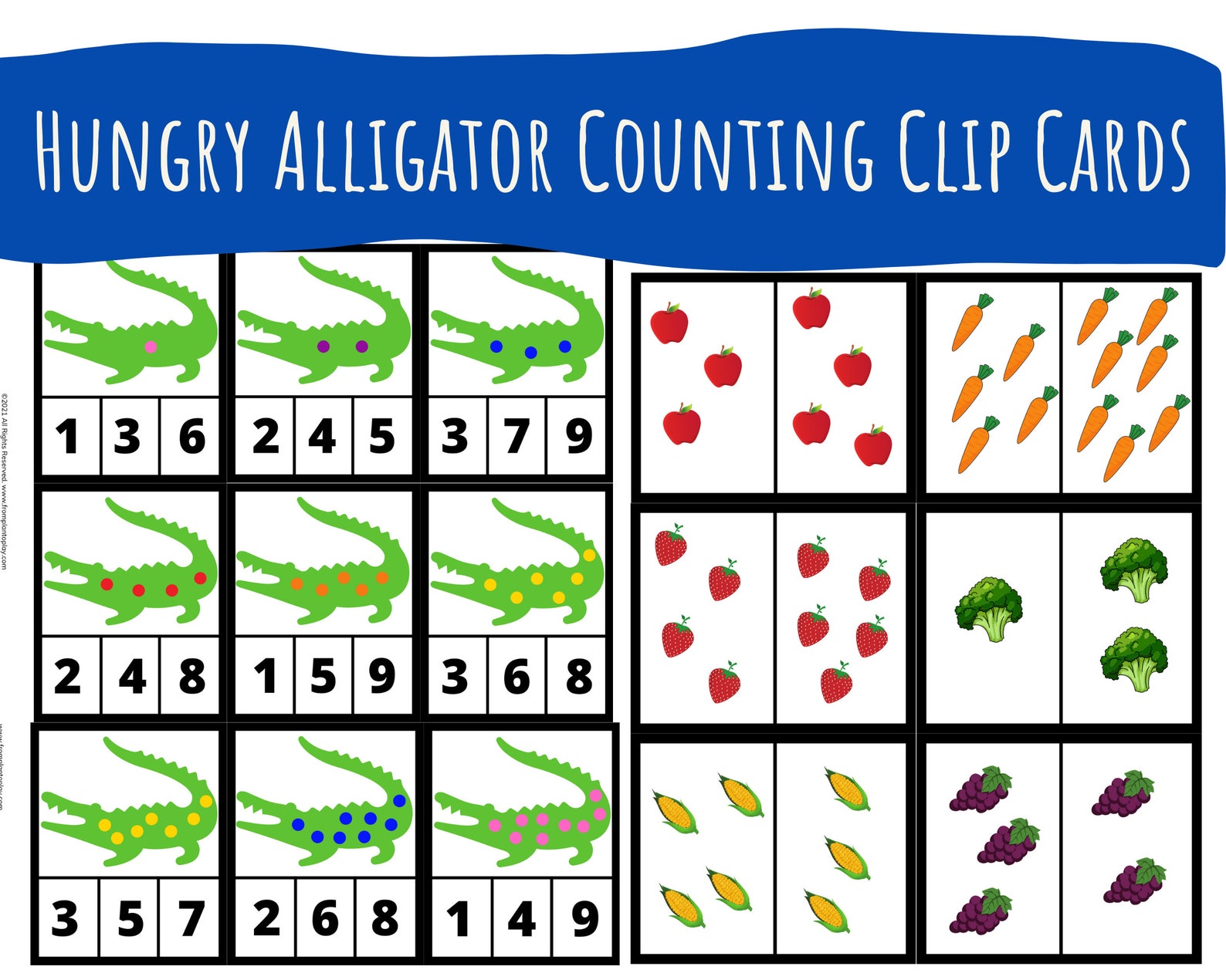 Count and Clip Cards, Numbers 1-9, Montessori Math, Preschool Counting ...