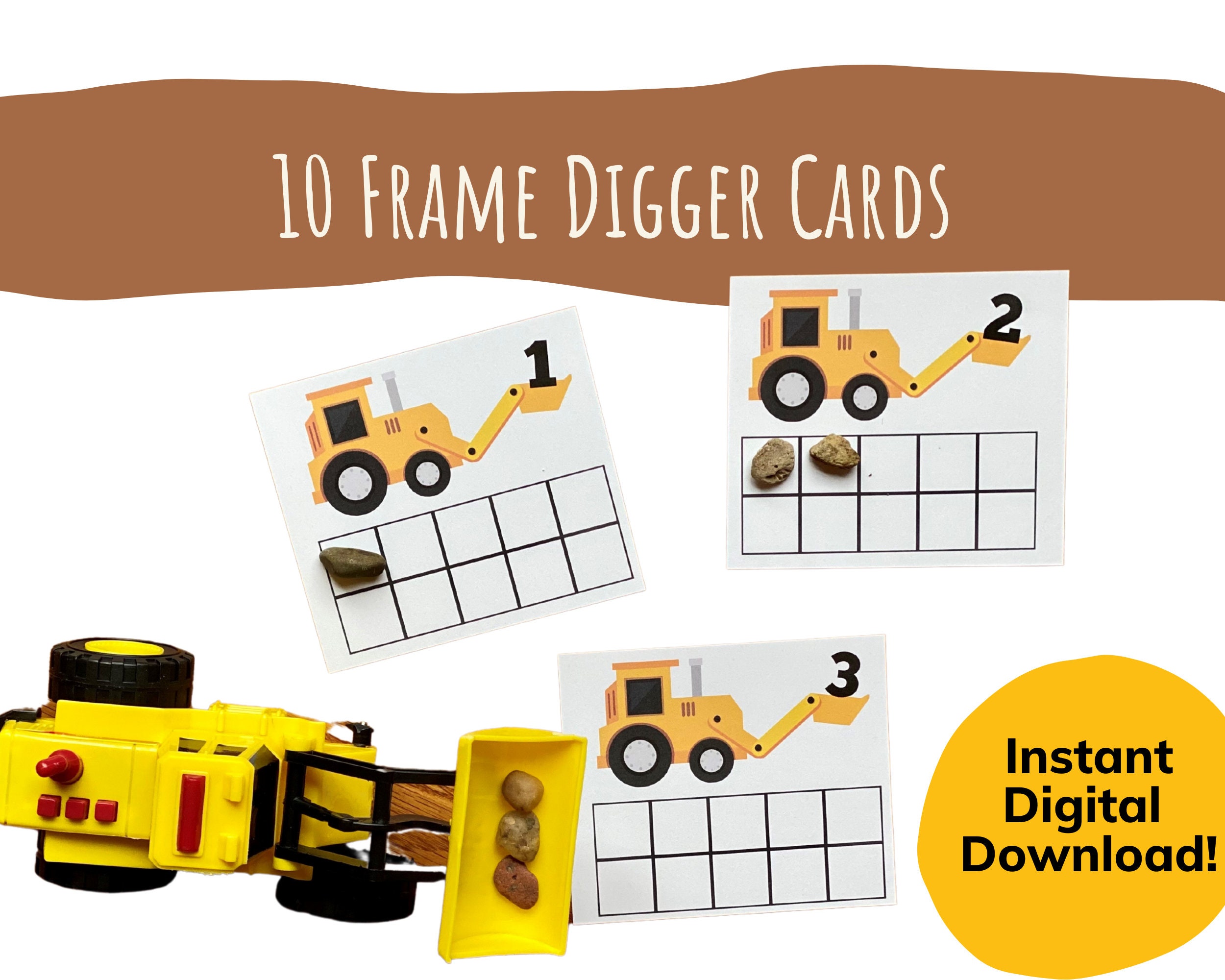 10 Frame Counting Cards Printable, Numbers 1-10 Matching, Construction ...