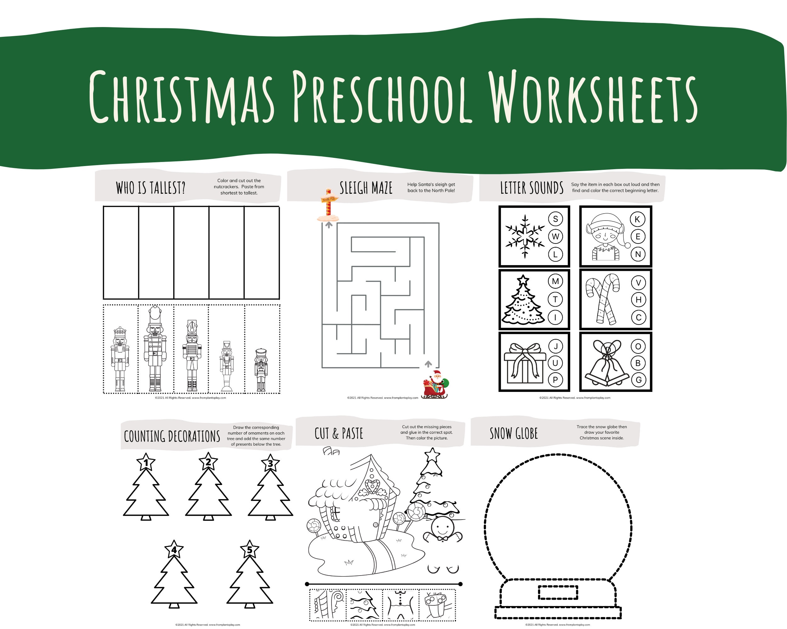 Christmas Worksheets, Christmas Pre-k Printables, Preschool Worksheets ...