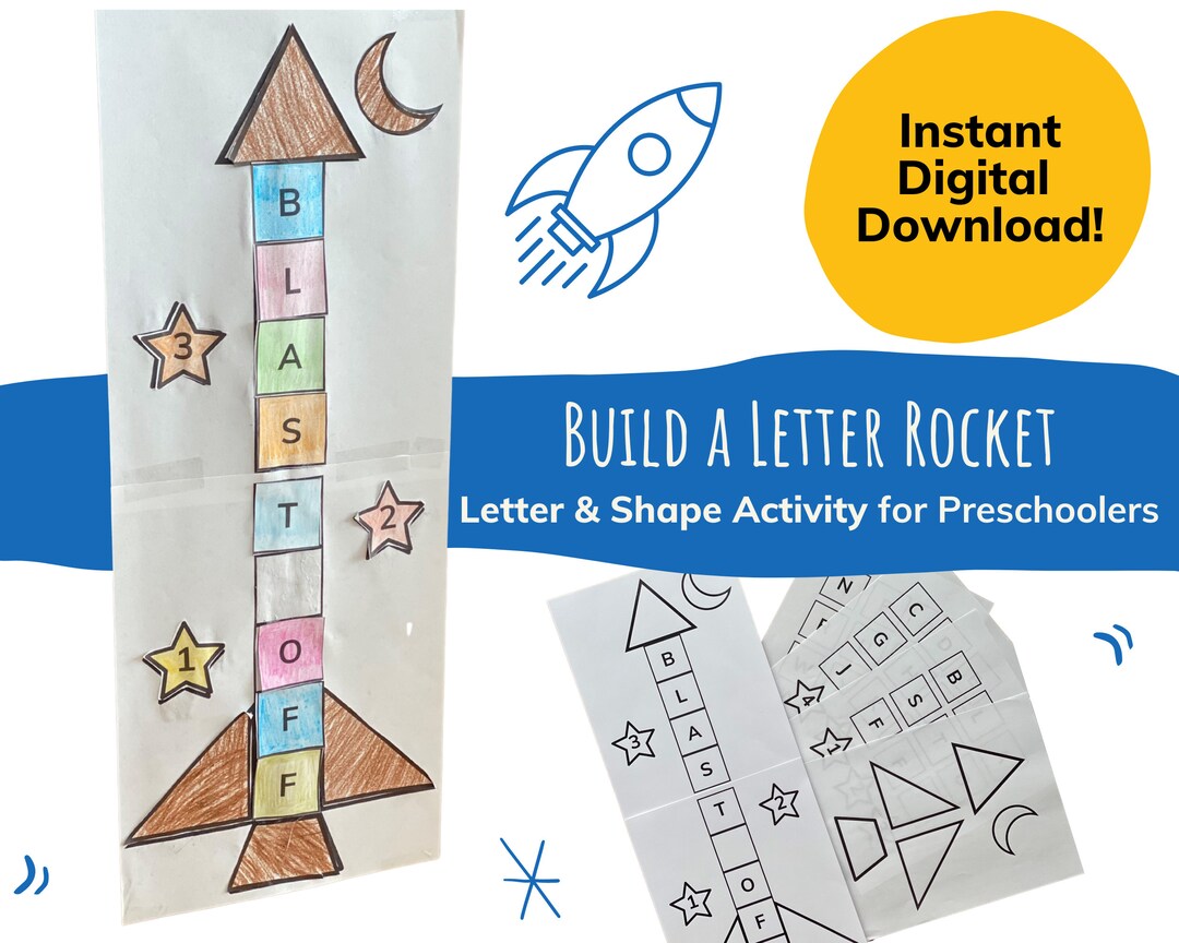 Build a Letter Rocket Preschool Activity, Shapes Activity, Learn ...