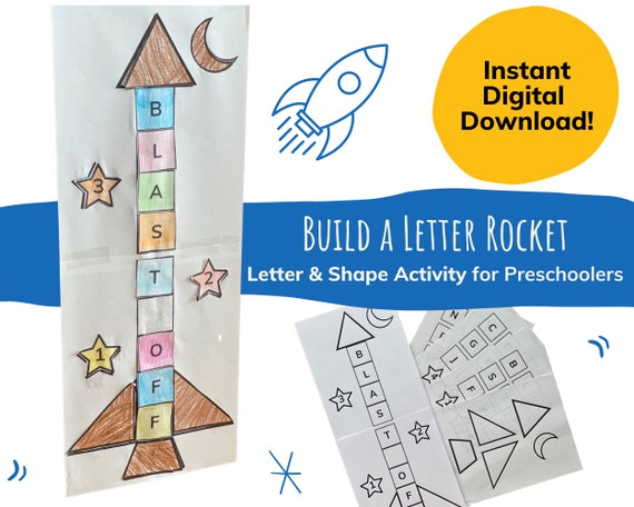 Build a Letter Rocket Preschool Activity Shapes Activity - Etsy