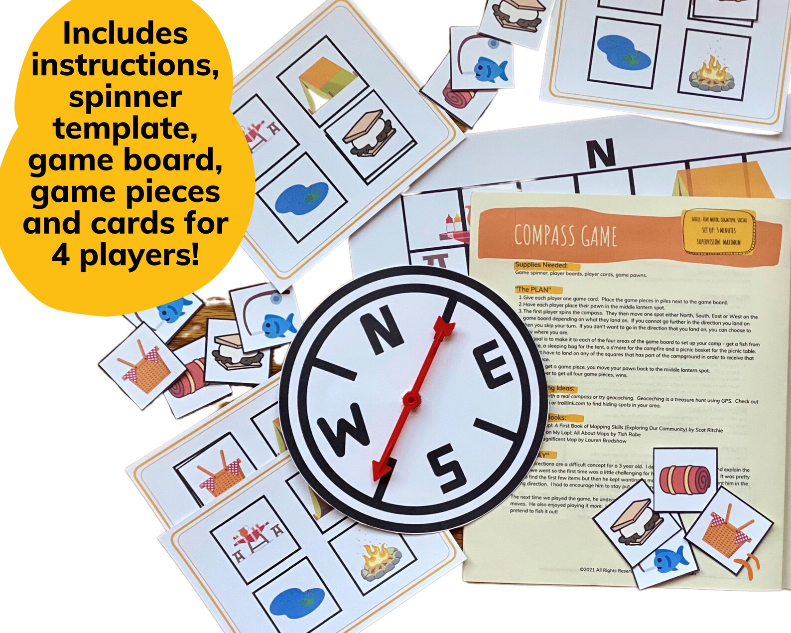 Compass Directions Game for Preschoolers and Kindergarteners, Early ...