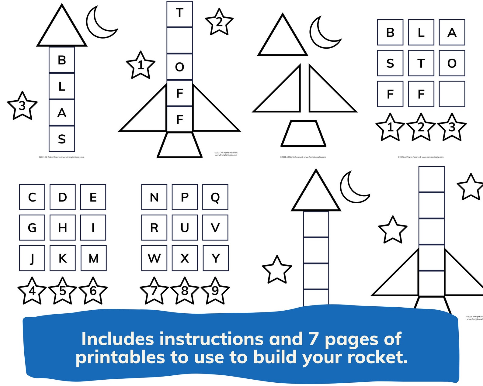 Build a Letter Rocket Preschool Activity, Shapes Activity, Learn ...