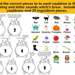 Rhyming and Letter Sounds Preschool Activity, Halloween Activity for ...